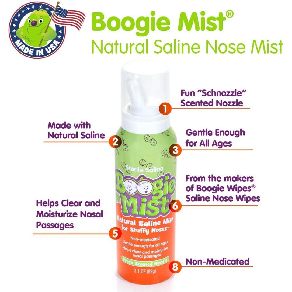 Xịt vô trùng Boogie Mist, làm giảm các tình trạng ngạt mũi, sổ mũi và ...